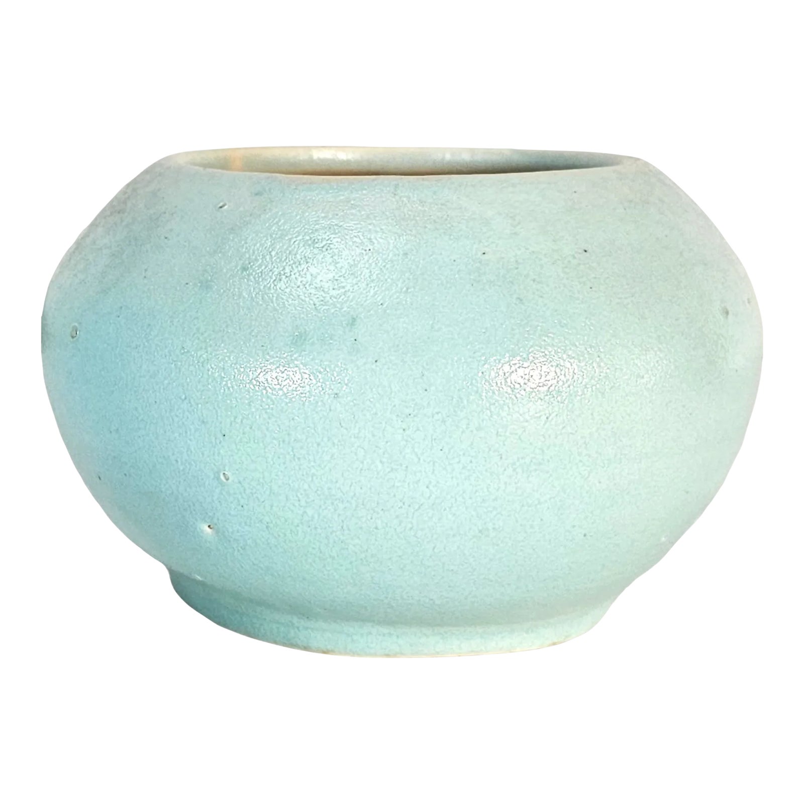 Studio Art Pottery Rose Bowl Sea Green Vase Signed Aoki | Chairish