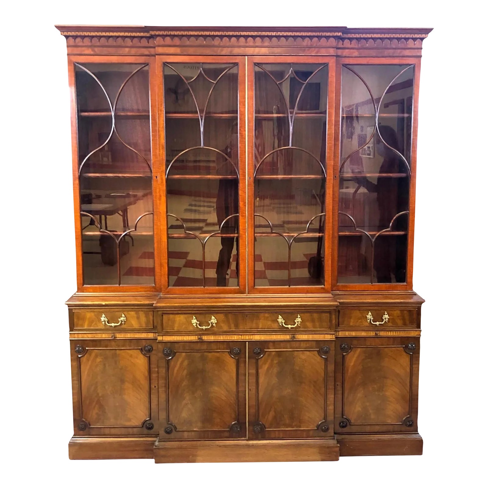 Early 20th Century Mahogany and Walnut Georgian Breakfront by Legendary ...