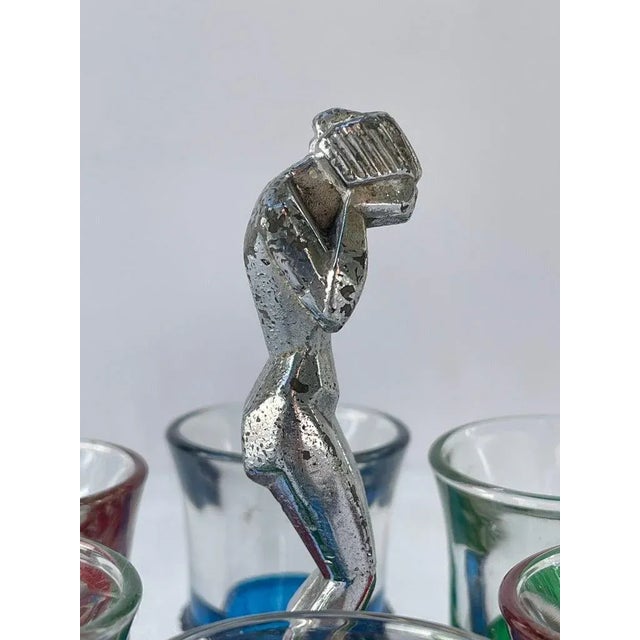 Rare Deco Nude Farberware Shot Glass Server Set | Chairish