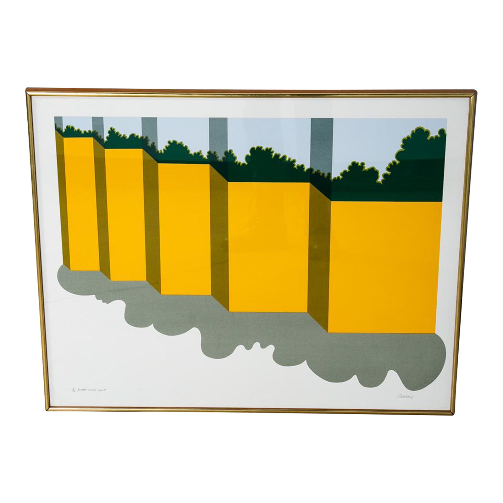 Mid Century Modern Art Print Serigraph Steve Poleskie Green Yellow ...