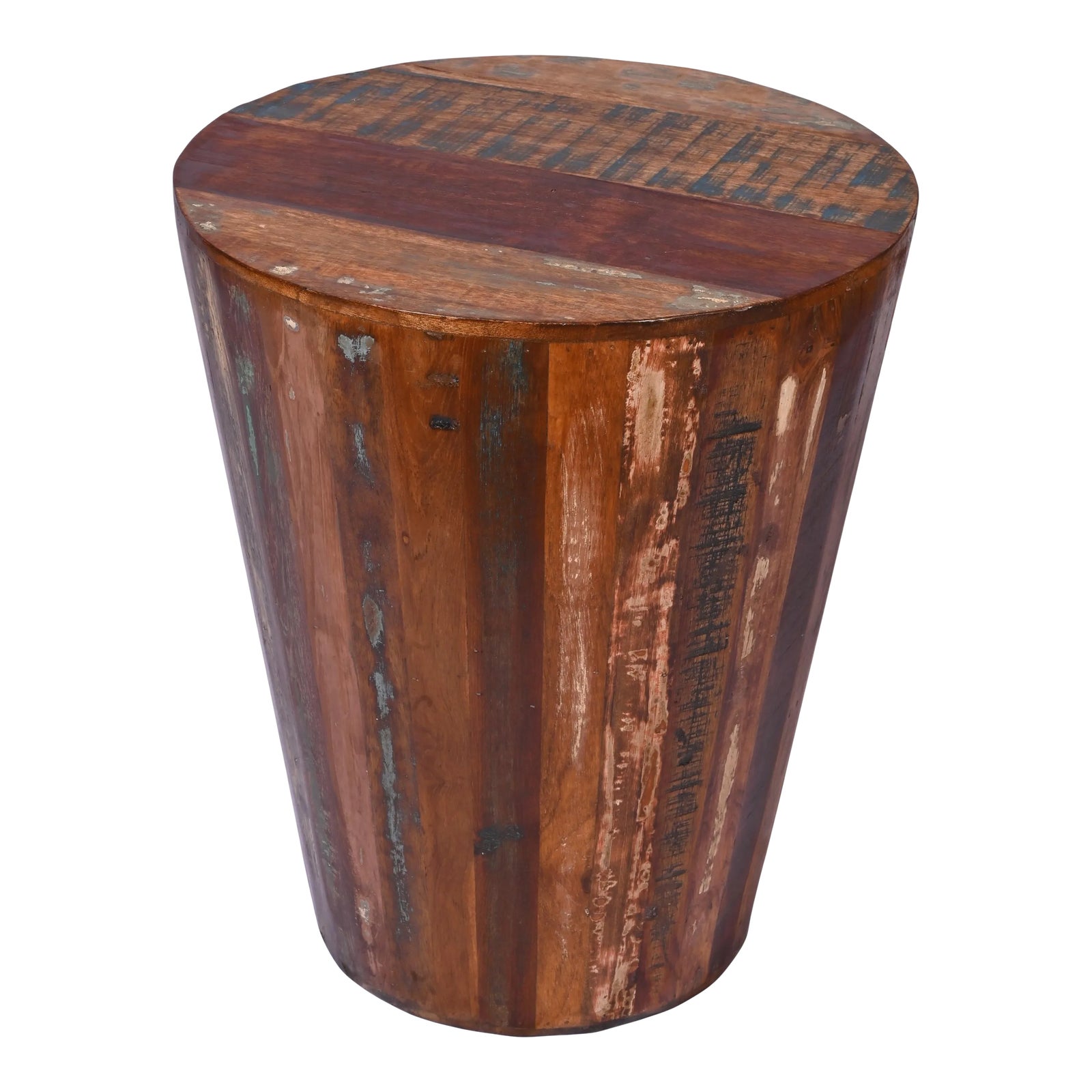 Rustic Reclaimed Cone Shaped Side Table | Chairish