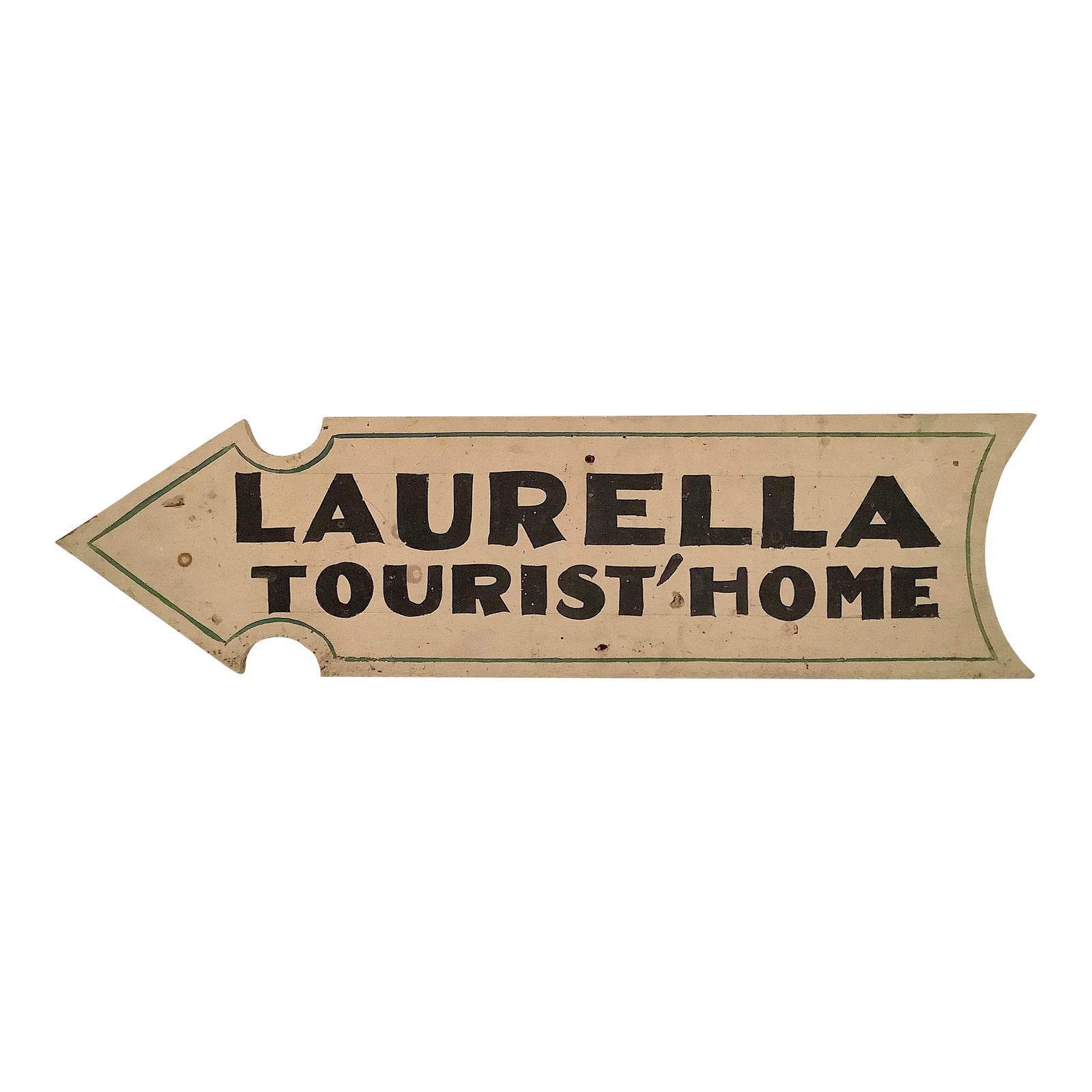 Circa 1940s Arrow Shaped Laurella Tourist Home Sign | Chairish
