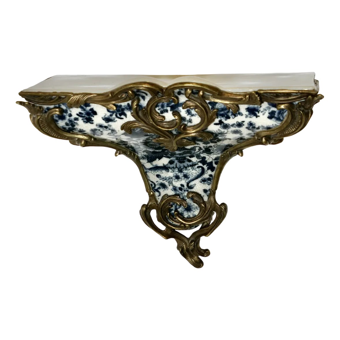 Blue and White Ceramic and Ormolu Wall Bracket, 1890s | Chairish