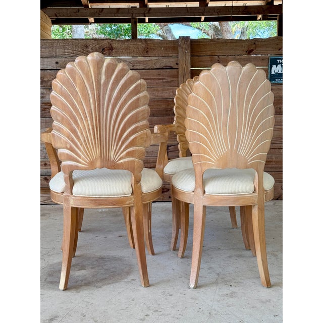 Set of Four Mid-20th Century Shell Carved Grotto Dining Chairs by Andre ...