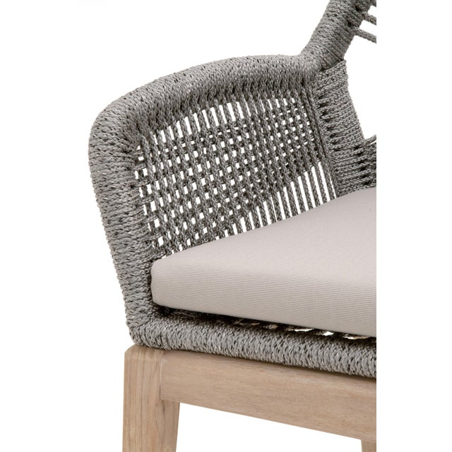 Loom Outdoor Arm Chairs, Grey Teak & Platinum Rope, Set of 2 | Chairish