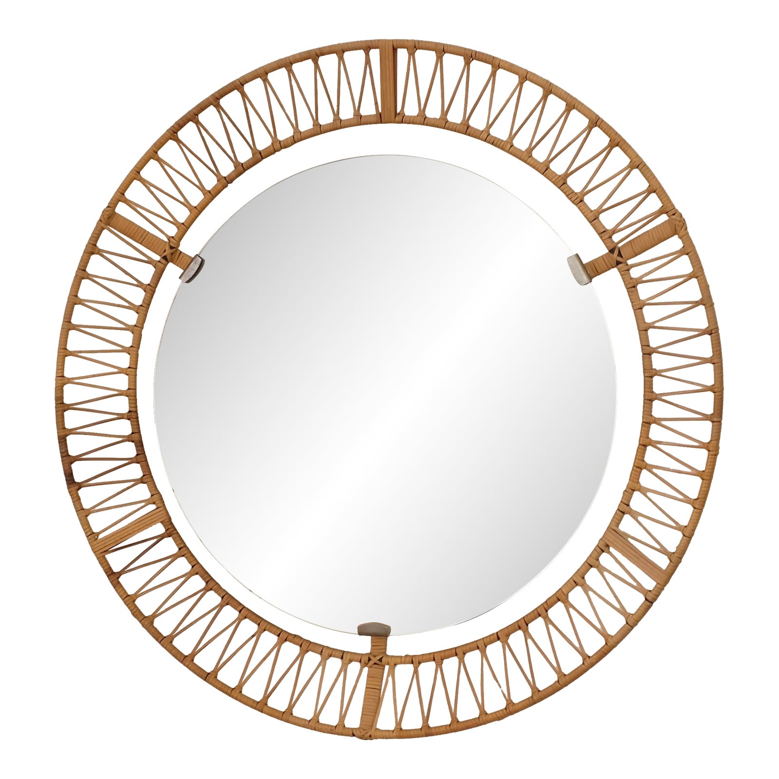 1950s Danish Mid-Century Rattan Mirror | Chairish