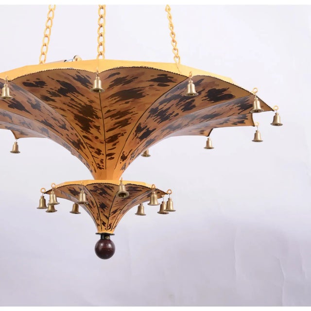 Vintage Two-Tiers Tole Peinte Pagoda-Form Ceiling Chandelier With Faux ...