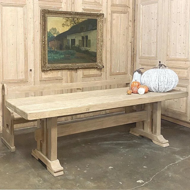 rustic oak trestle dining table