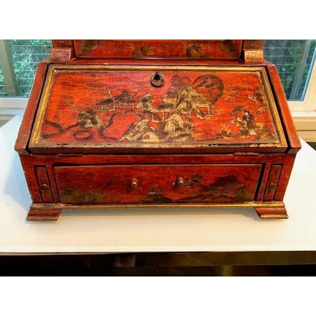 English Chinoiserie Table Mirror Slant Top Front | Chairish