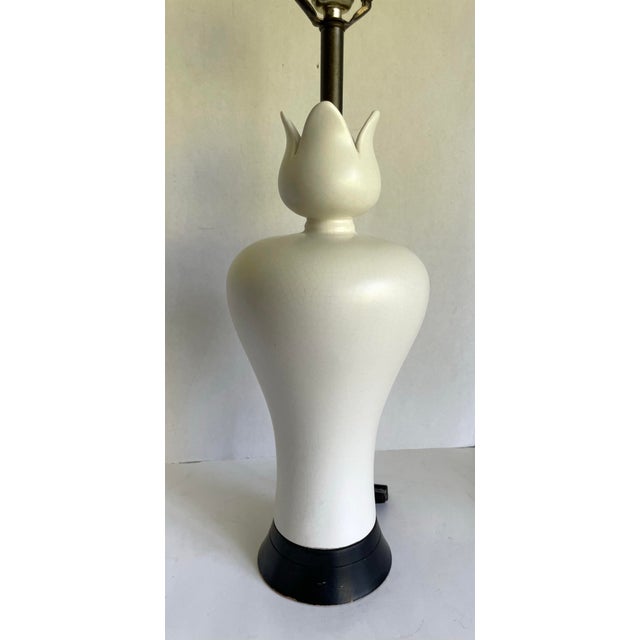 Hollywood Regency Pottery Ceramic Tulip Shaped Table Lamp and Shade ...