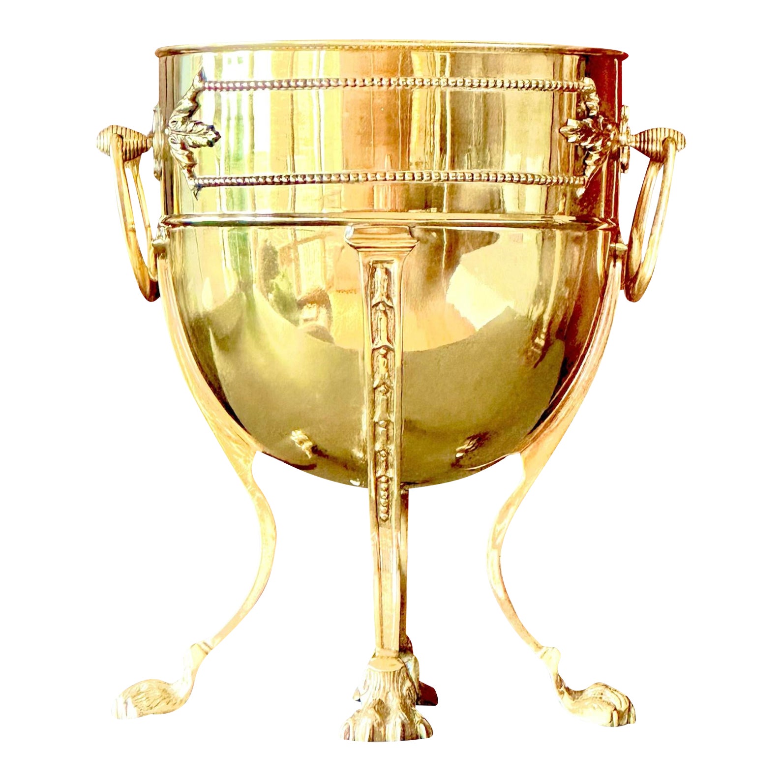 Vintage Brass Footed Champagne Bucket in Gold | Chairish