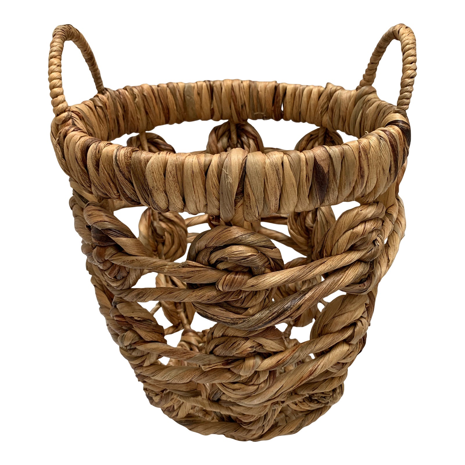 Natural Open Weave Knotted Decor Storage Basket | Chairish