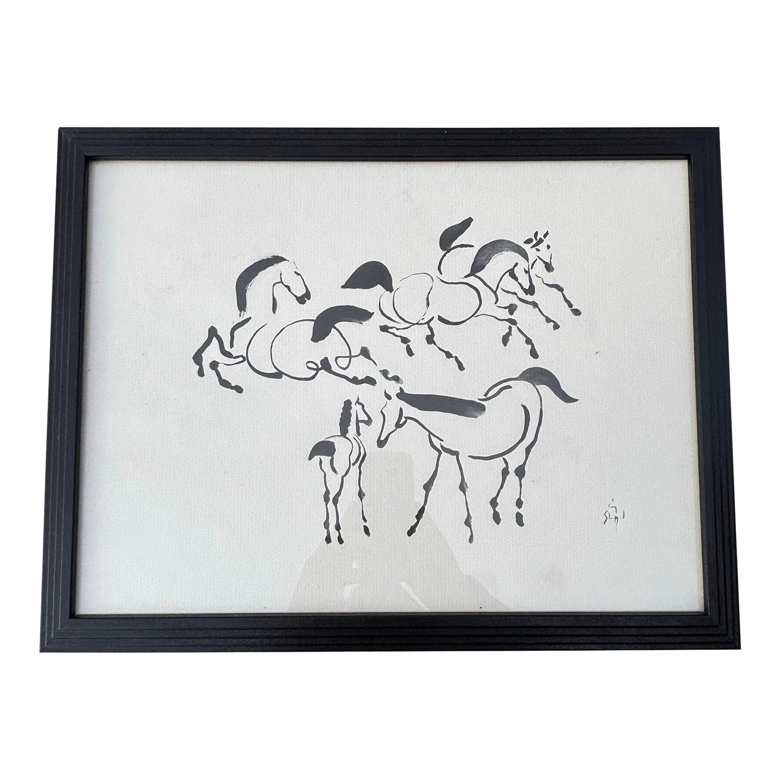 Craig Shepard American 1913-1978 Original Ink on Paper of Wild Horses ...