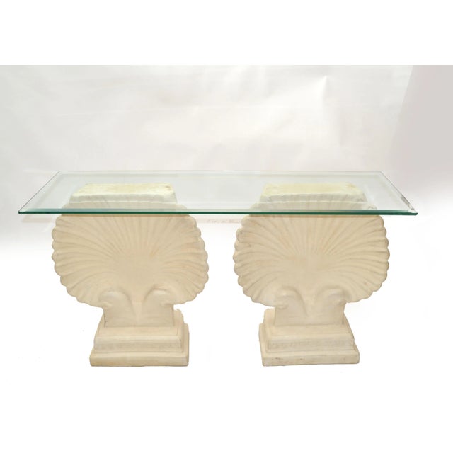 1 of 2 Mid-Century Modern Nautical Hand-Carved Concrete Sea Shell ...