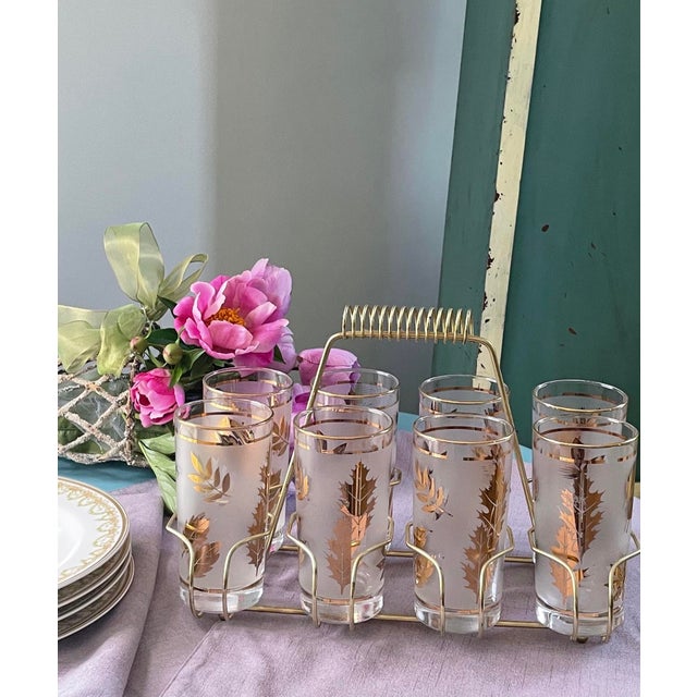 Mid Century Libbey Highball Frosted and 22 Karat Gold Leaf Glasses ...