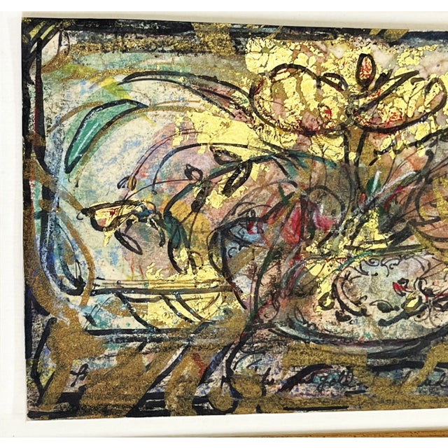 Original Framed Still Life Drawing With Ink, Pastels and Gold Leaf ...