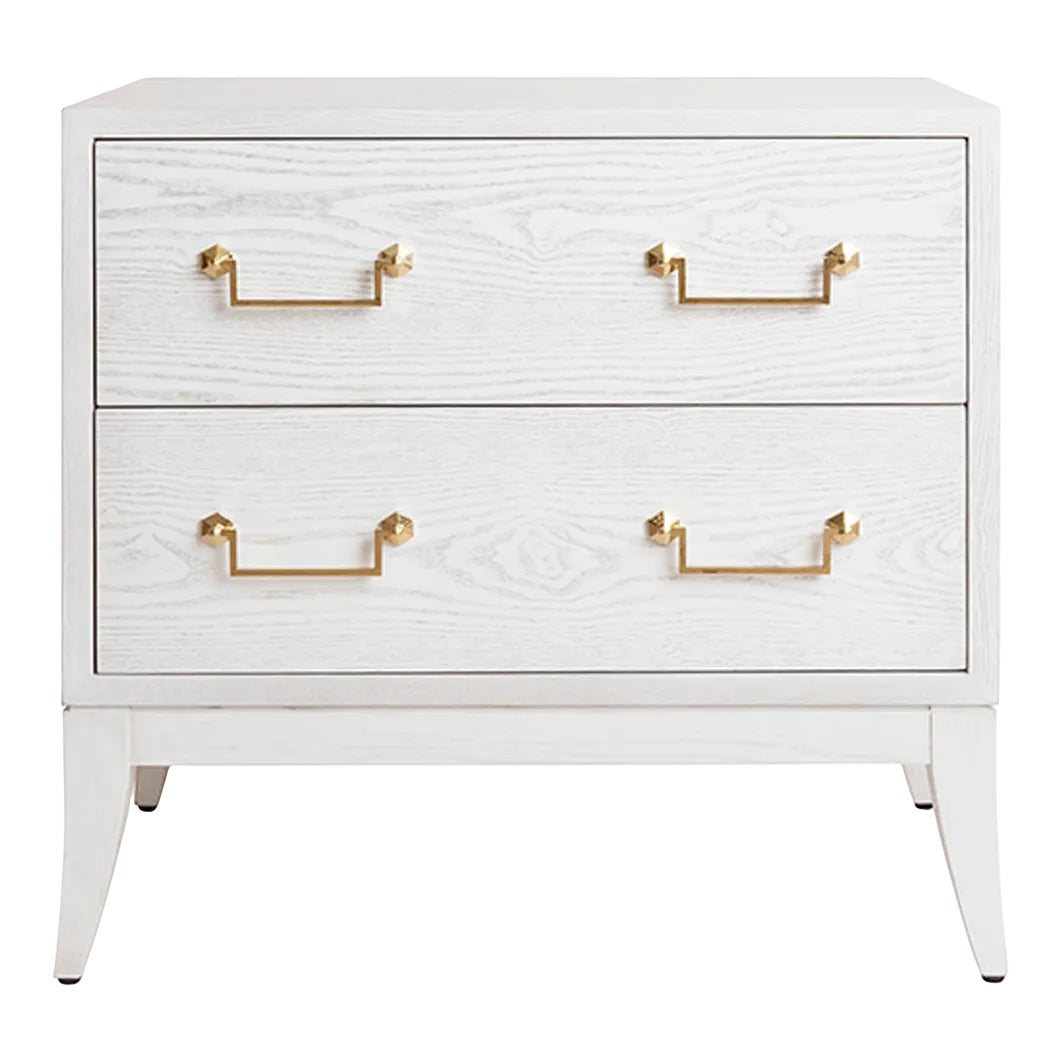 Matthew Izzo Home - Kenna White Washed Oak Side Table With Brass ...