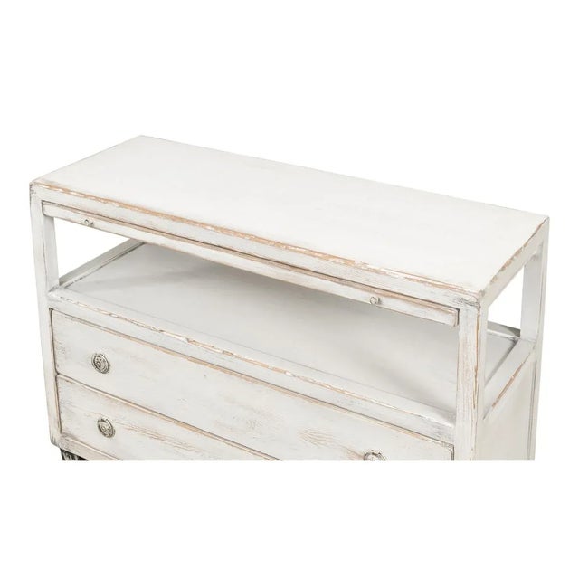 Rustic Antiqued White Stand | Chairish