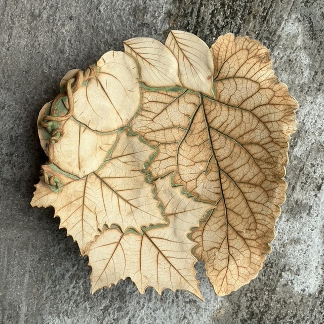 Vintage Boho Original Studio Pottery Leaf Bowl | Chairish
