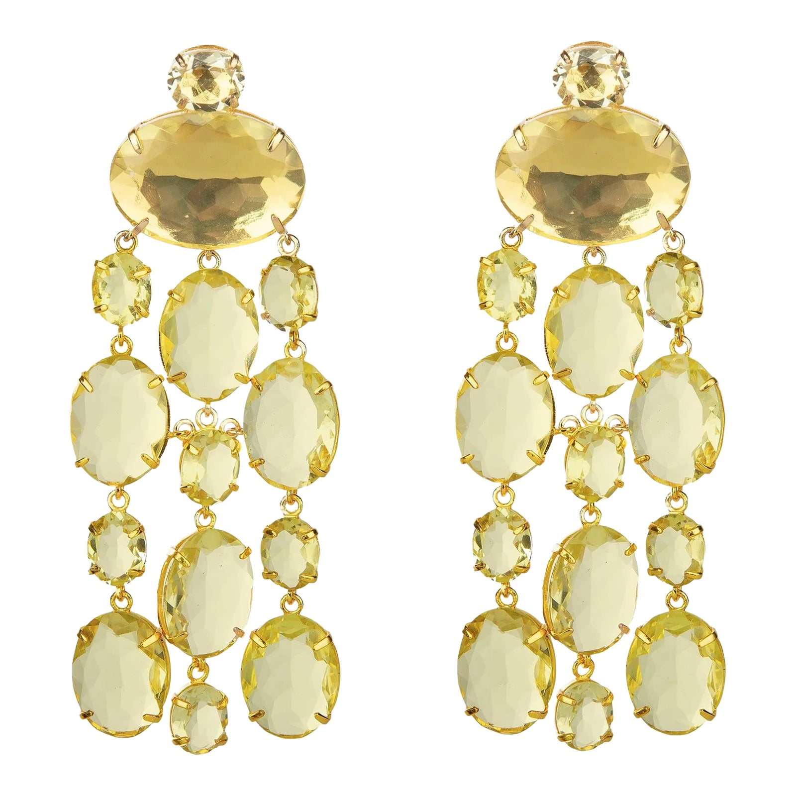 Marysol Statement Earrings in Lemon Quartz, a pair | Chairish