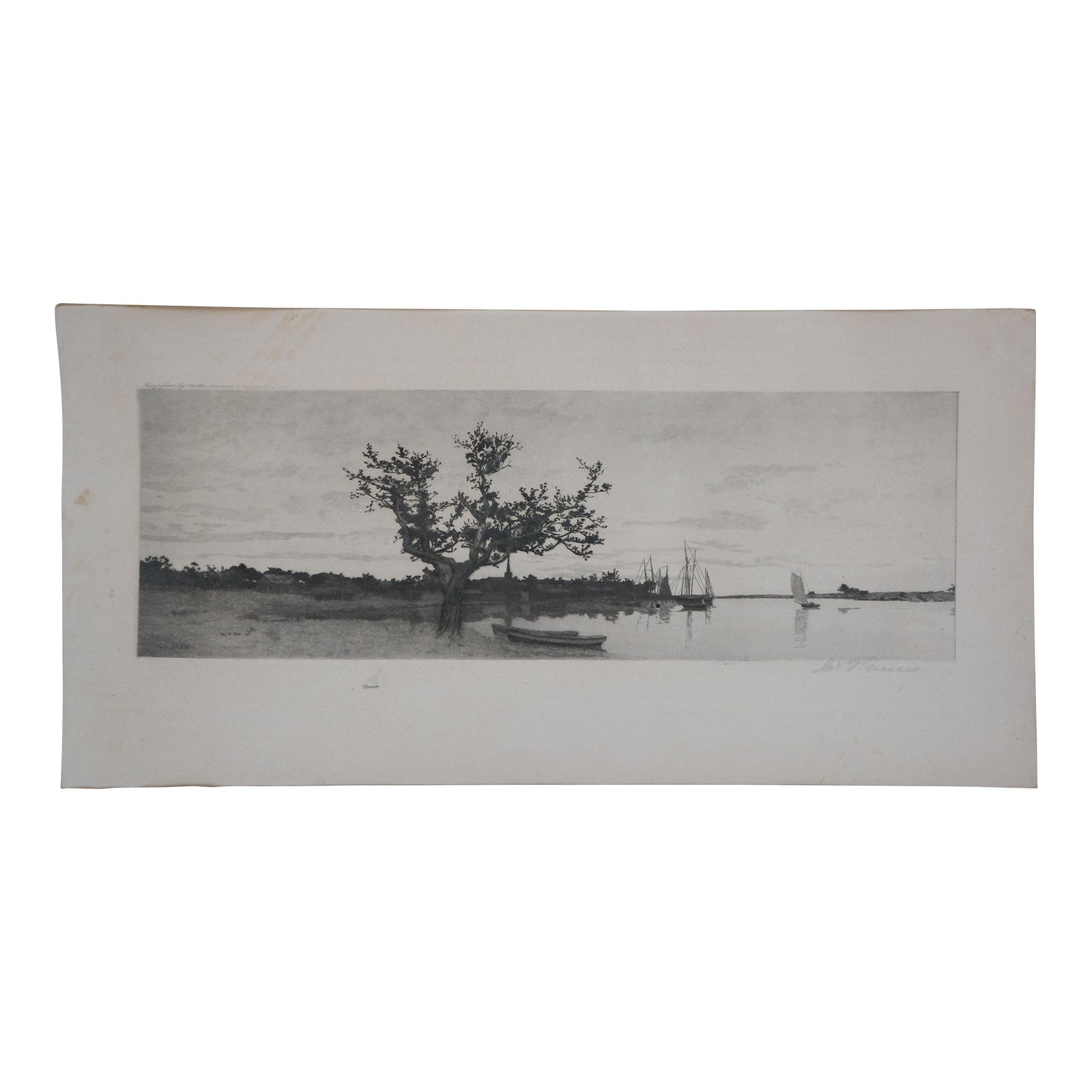 Antique Charles Xavier Harris Signed Tree Sailboat Coastal Seascape ...