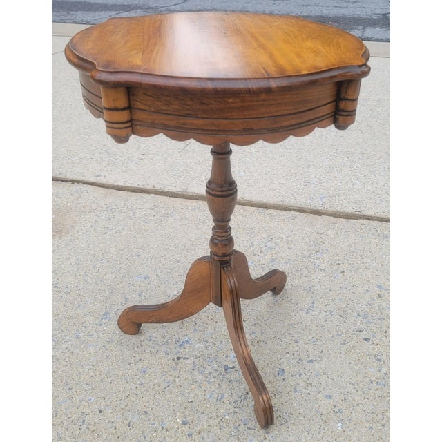 1960s Vintage Pedestal Tripod Scroll Feet Maple Side Table or Lamp Table Chairish