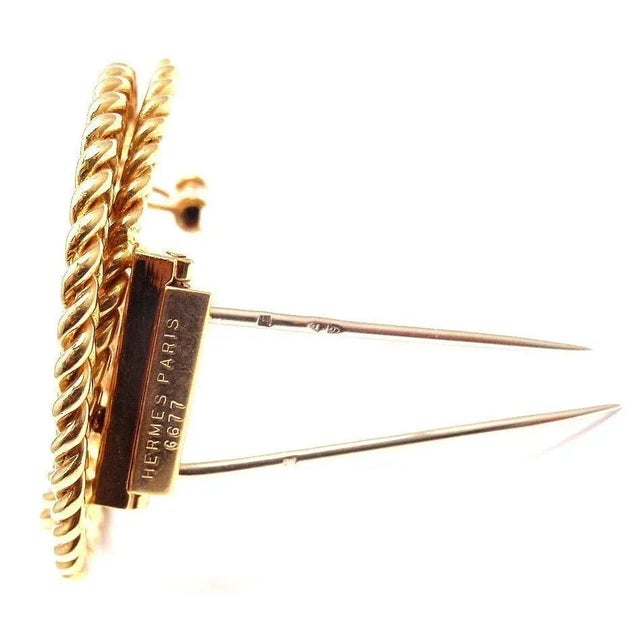 Vintage Hermes Paris 18k Yellow Gold Brooch Pin | Chairish