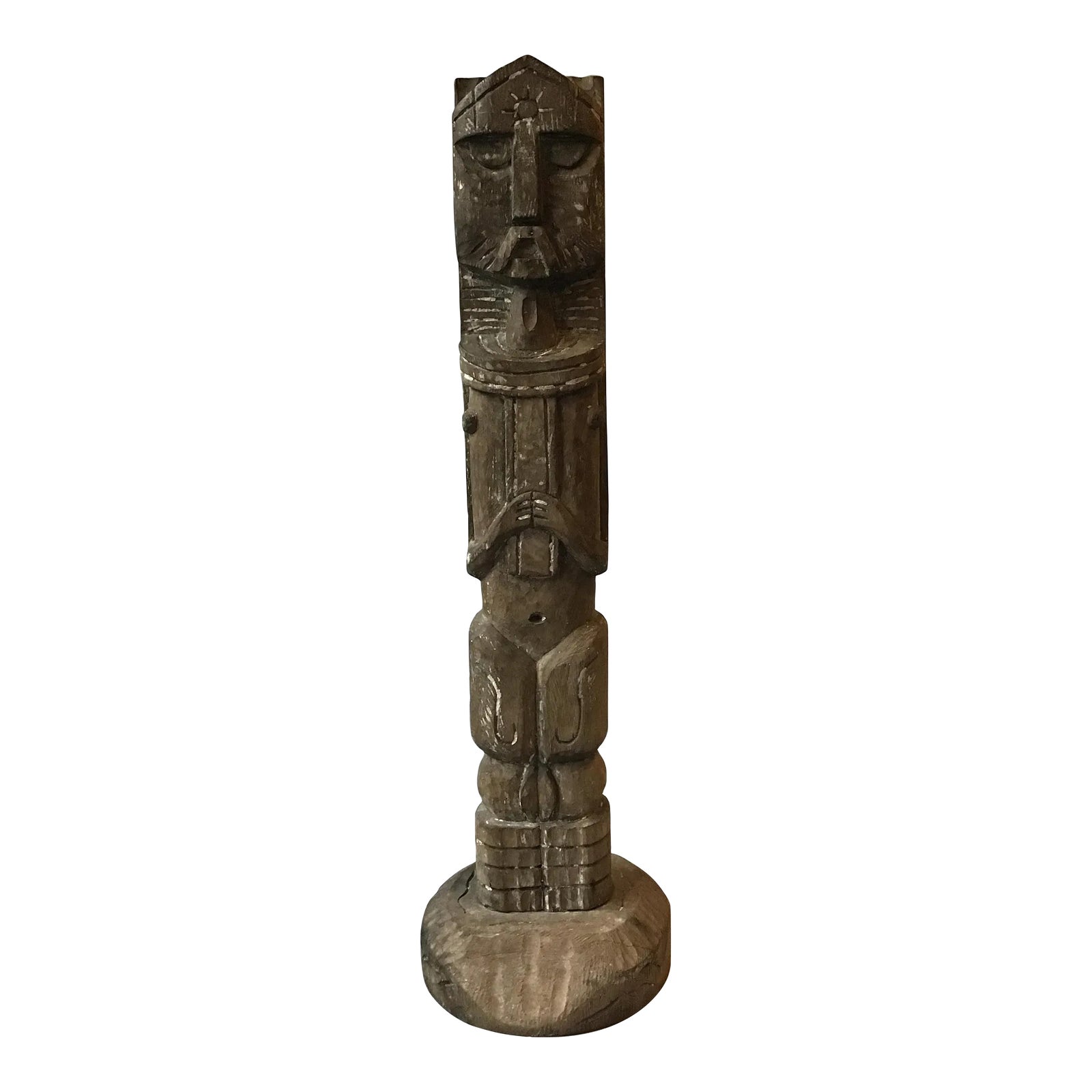 1960s Carved Wood Tiki Totem Sculpture Of A Knight | Chairish