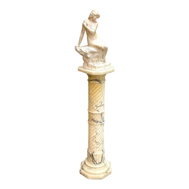 Marble Statue With Matching Pedestal | Chairish