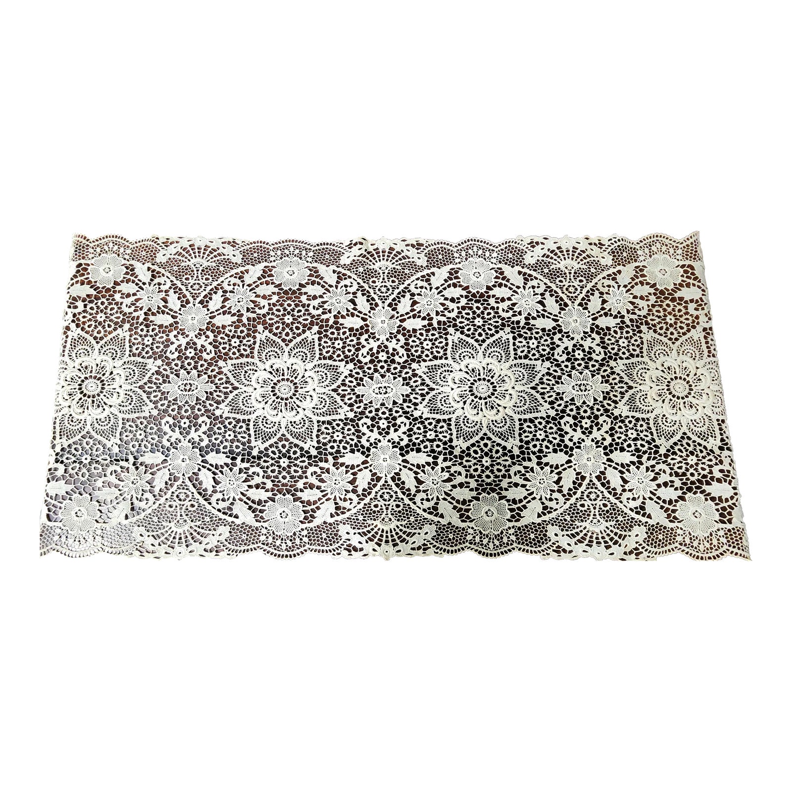 Vintage Fine Linen Cutwork Table Runner. | Chairish