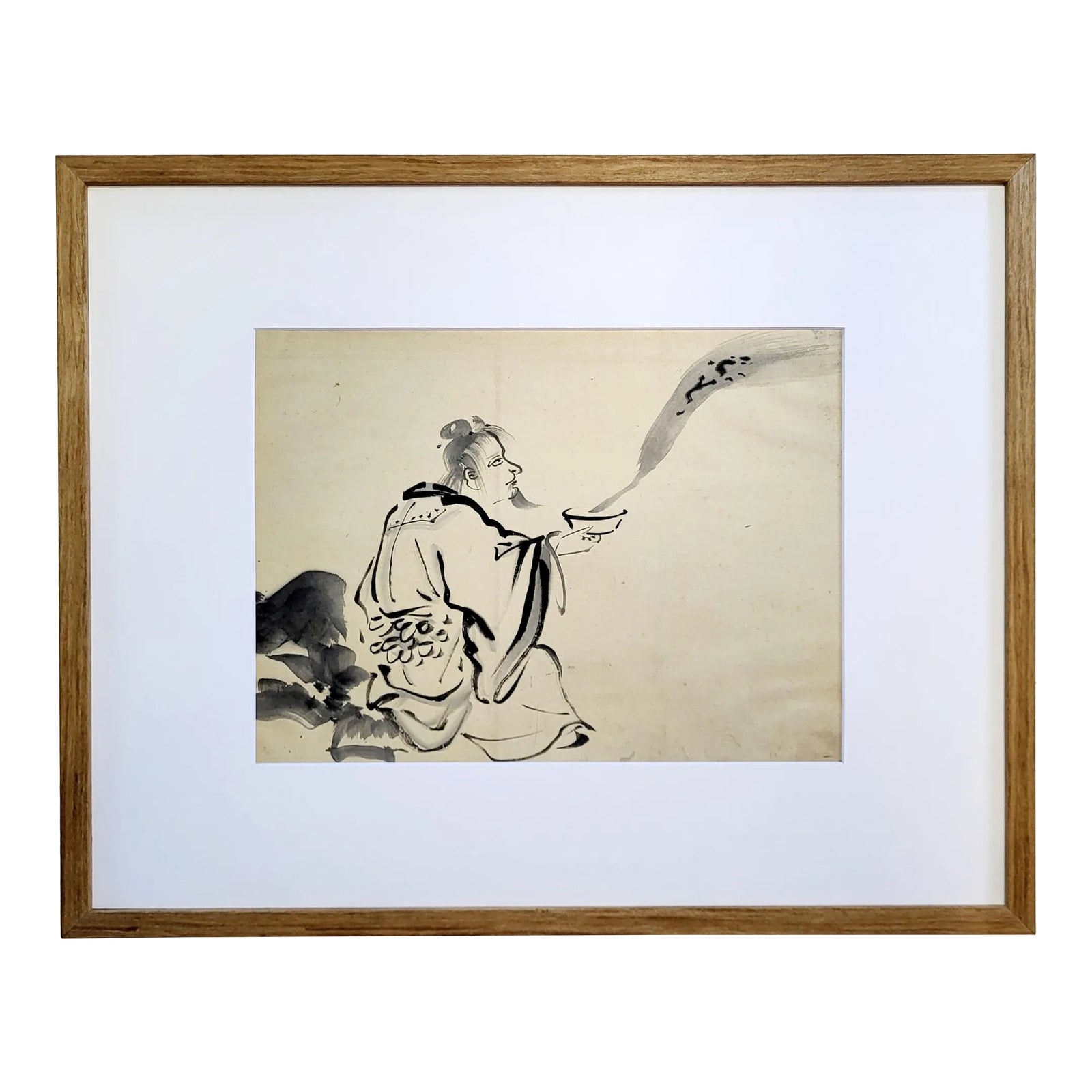Antique Japanese Edo Period Sumi-E Ink Painting of Tea Ceremony Master ...