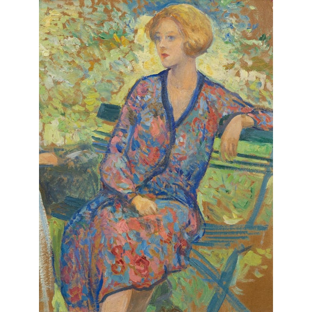 Late 20th Century George Laurence Nelson Portrait of a Woman on a Bench ...
