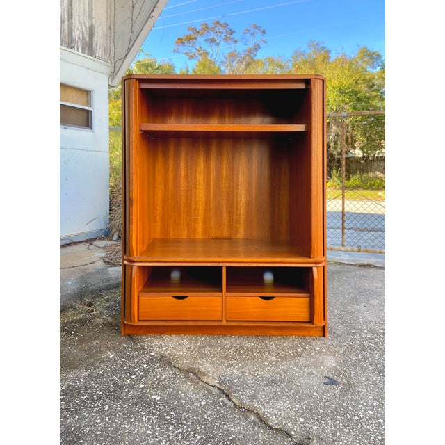 Danish Modern Teak Tambour Highboy Storage Cabinet | in the Style of Hp ...