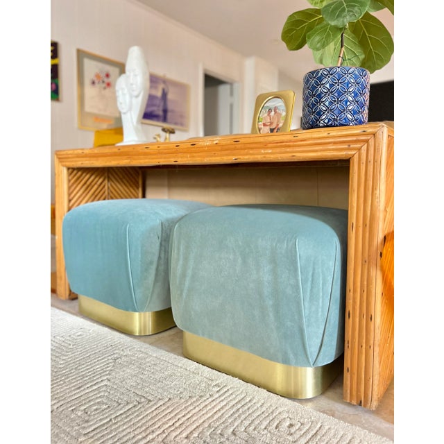 1980s Iconic Marge Carson Style Poufs Recently Recovered in a Pool Blue ...