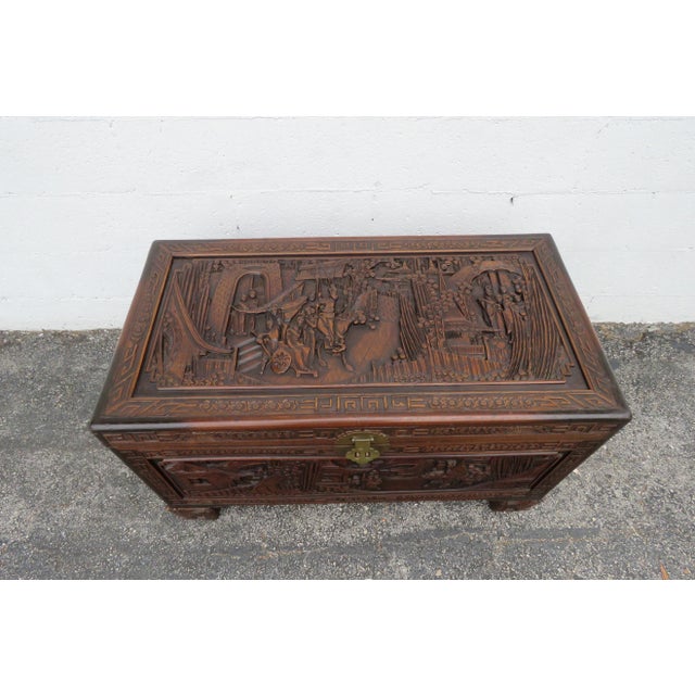 Early 1900s Heavy Hand Carved Asian Chest Blanket Trunk Bench Coffee ...
