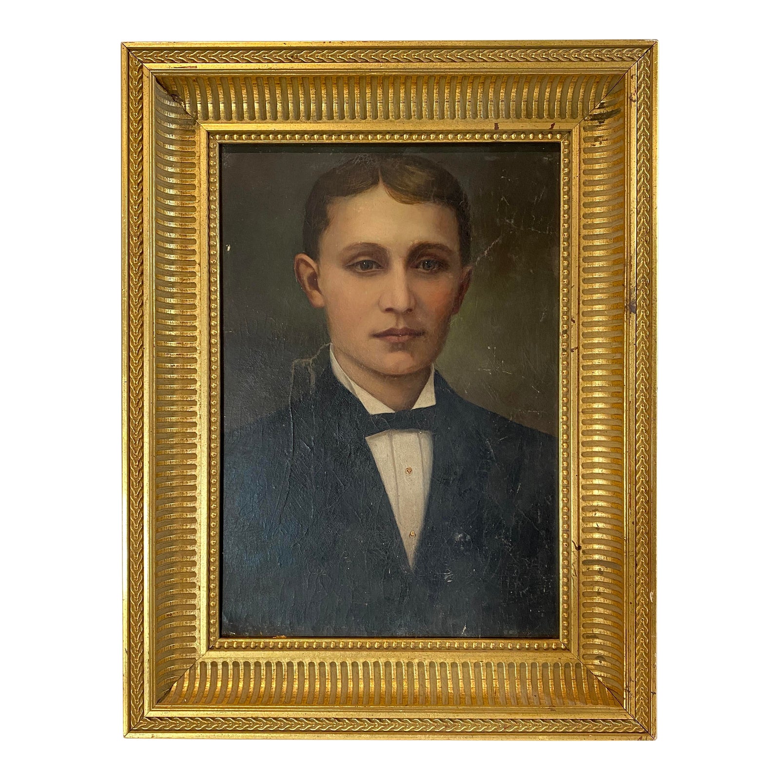 Vintage Framed Portrait Painting | Chairish