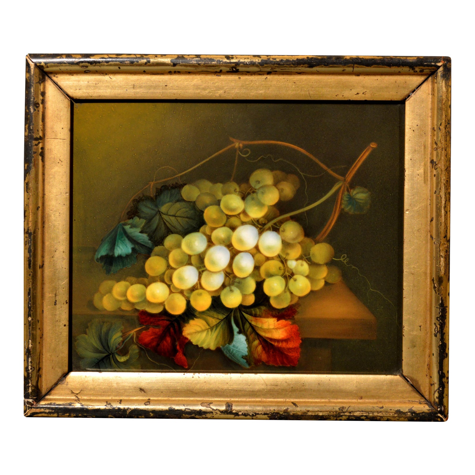 English Porcelain Still Life Plaque Depicting Green Grapes on a ...