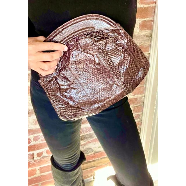 1980s New Barbara Bolan Neiman Marcus Deep Purple Python Oversized ...