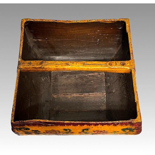 Antique Chinese Qing Dynasty Rustic Wood Rice Container, Orange Gold ...