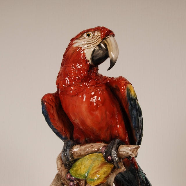1940s Art Deco Italian Majolica Ceramic Macaw Parrot Porcelain Animal ...