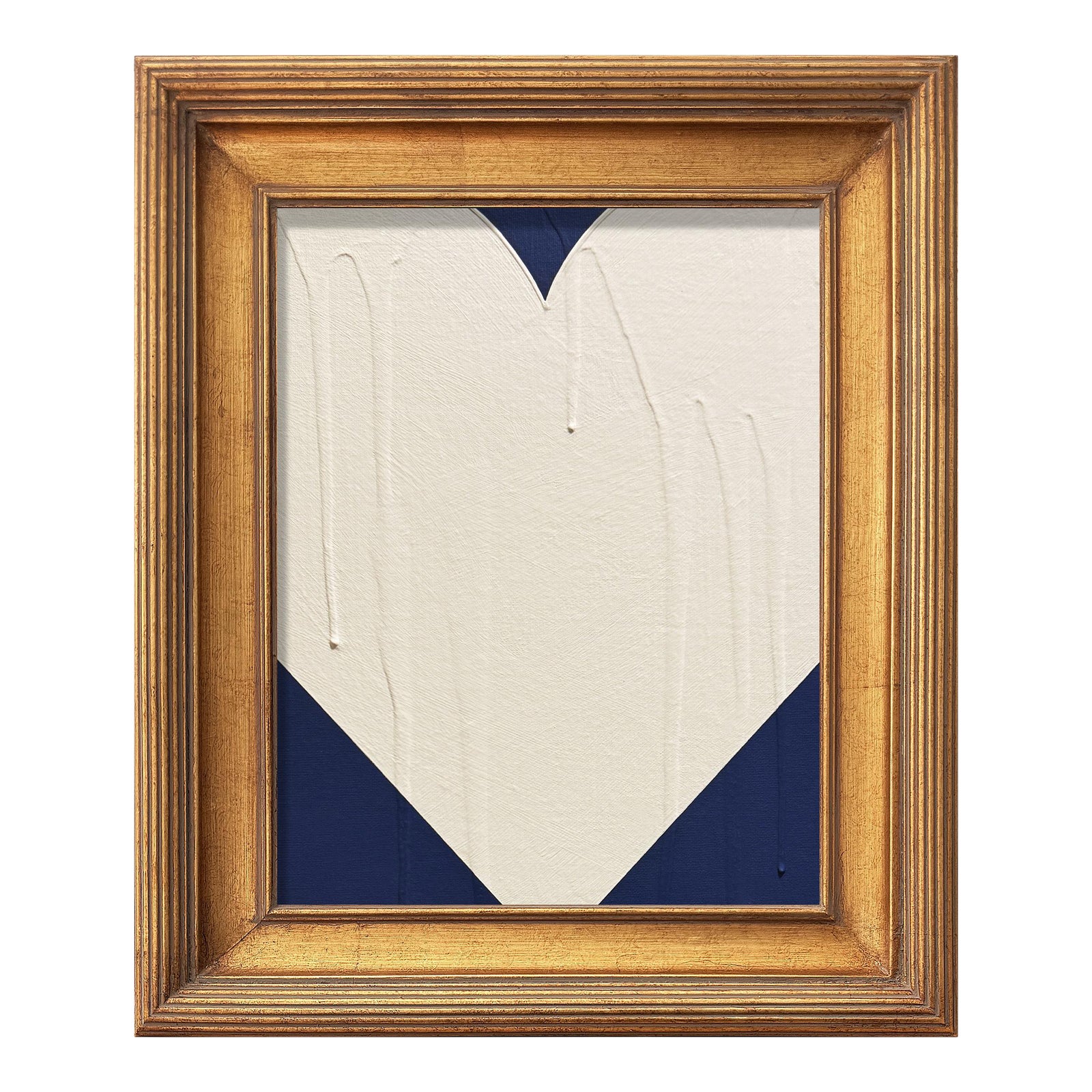 Ron Giusti Mini Heart Navy Cream Acrylic Painting | Chairish
