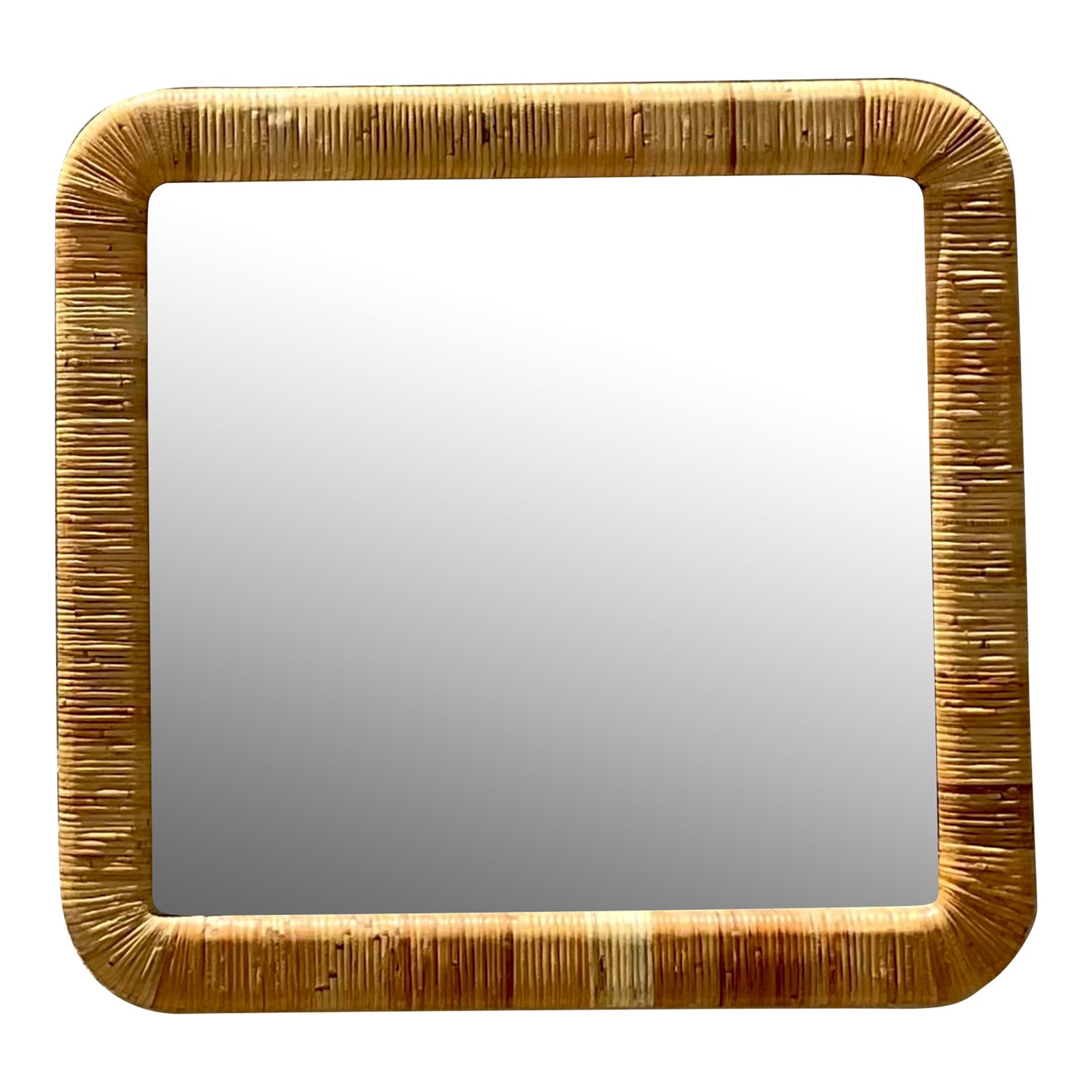 Vintage Coastal Wrapped Rattan Mirror | Chairish