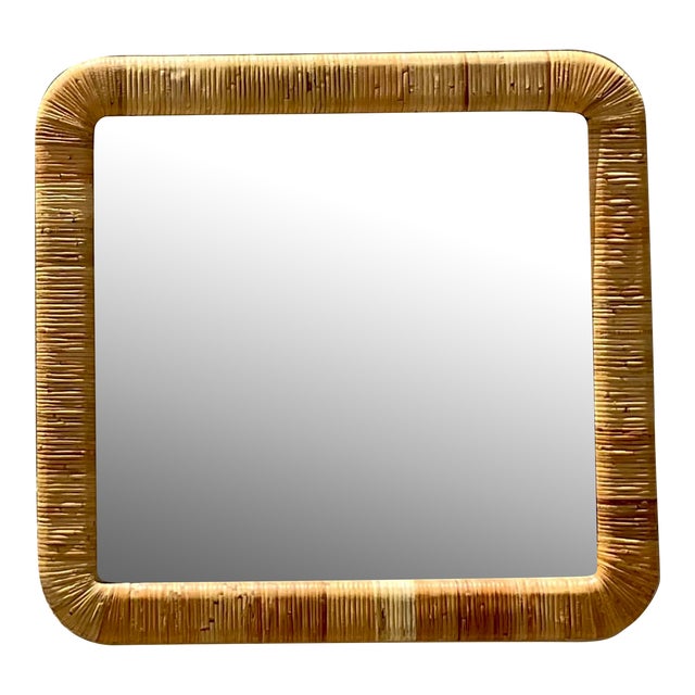 Vintage Coastal Wrapped Rattan Mirror | Chairish