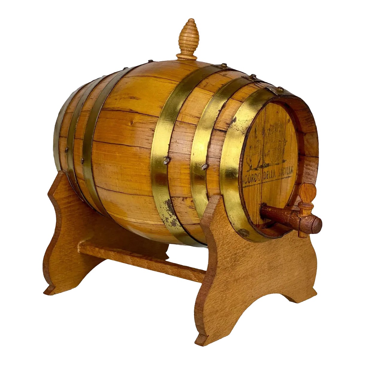 Vintage Traditional Italian Wine Cask Barrel Table Display W/ Stand ...