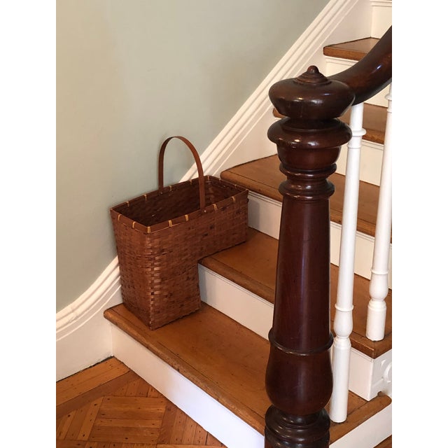 Mid-20th Century Rattan Stair Basket | Chairish