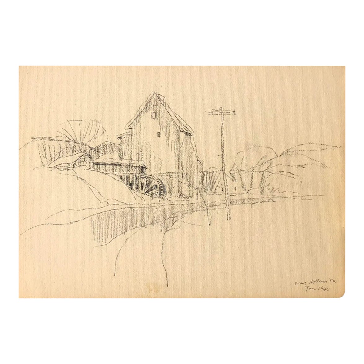 1940 Norman Kent Hollins Virginia Mill Drawing | Chairish
