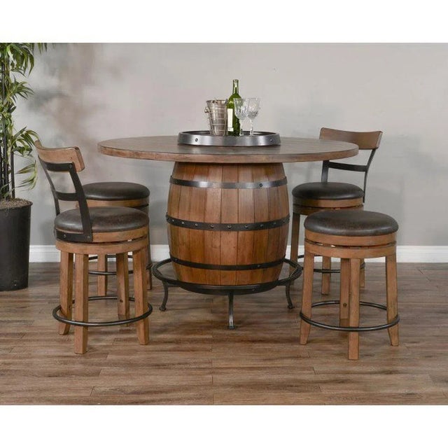 Round Pub Table With Wine Barrel Base | Chairish