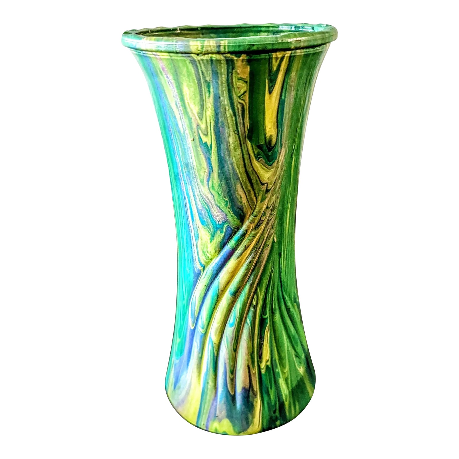 Fluid Art on 1980's Vase | Chairish