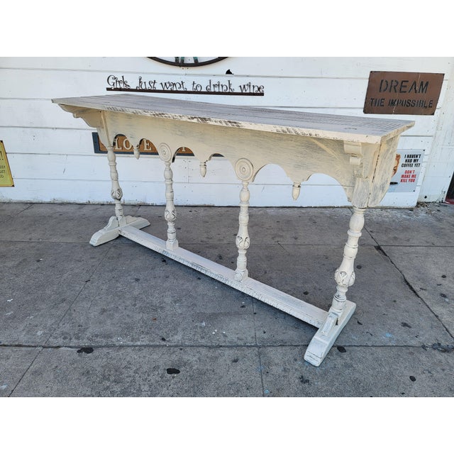 1990s Rustic Shabby Chic Wooden Console Table | Chairish