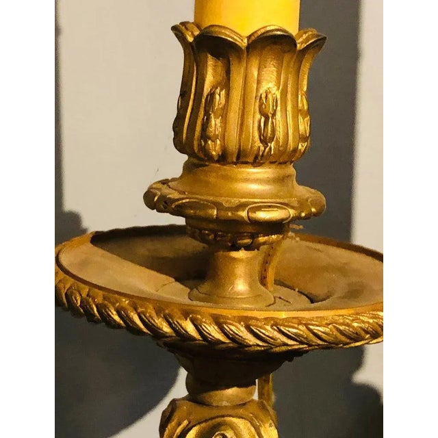 Set of Four Large Ornate Three-Light Torch and Ribbon Form Wall Sconces ...